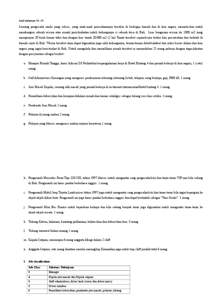 Contoh Job Classification | PDF