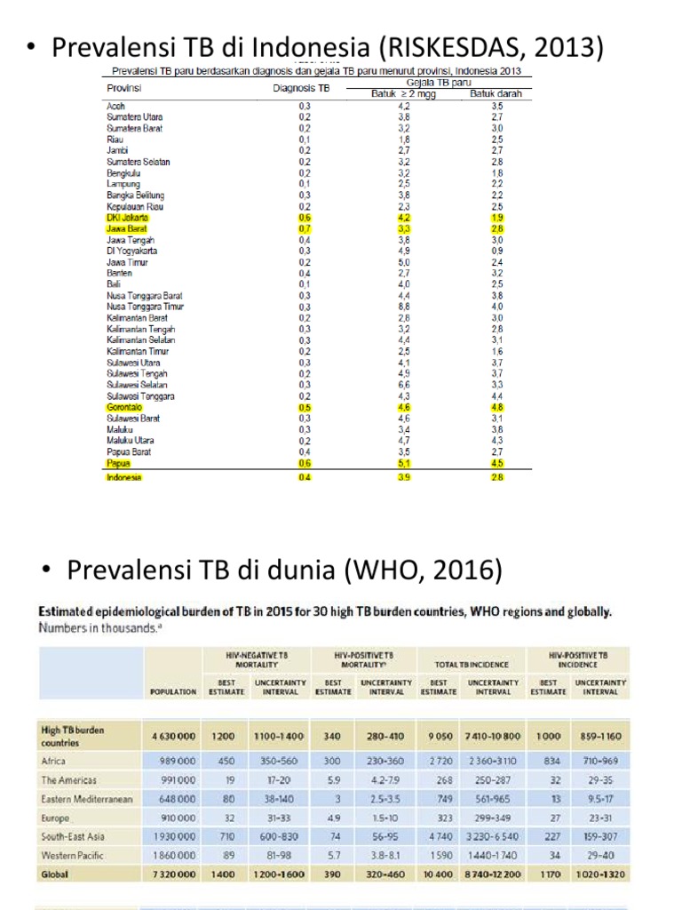 Prevalensi TB Di Indonesia (RISKESDAS, 2013) | PDF
