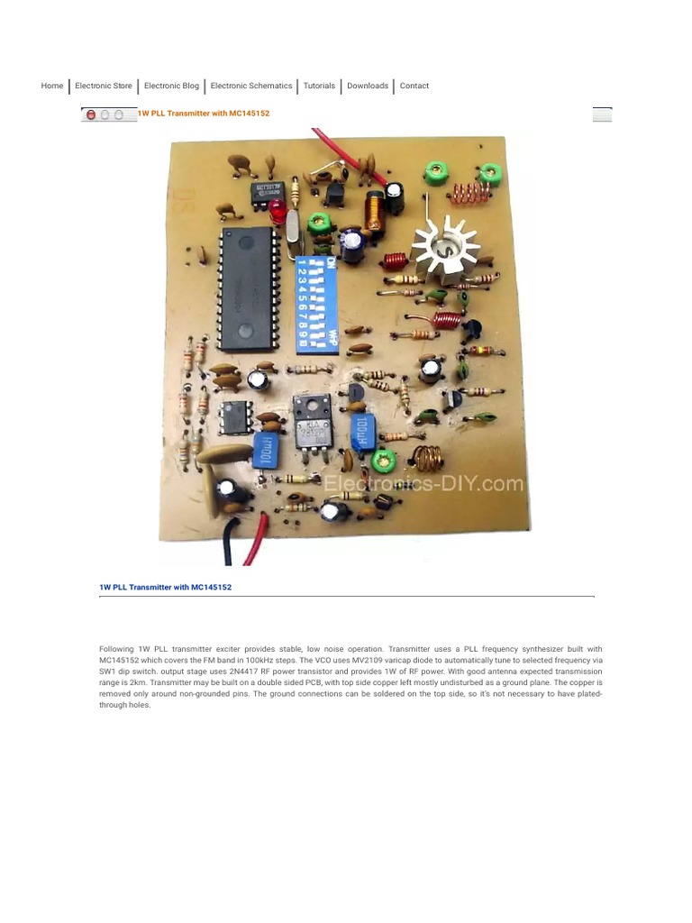 1W PLL Transmitter With MC145152 | PDF