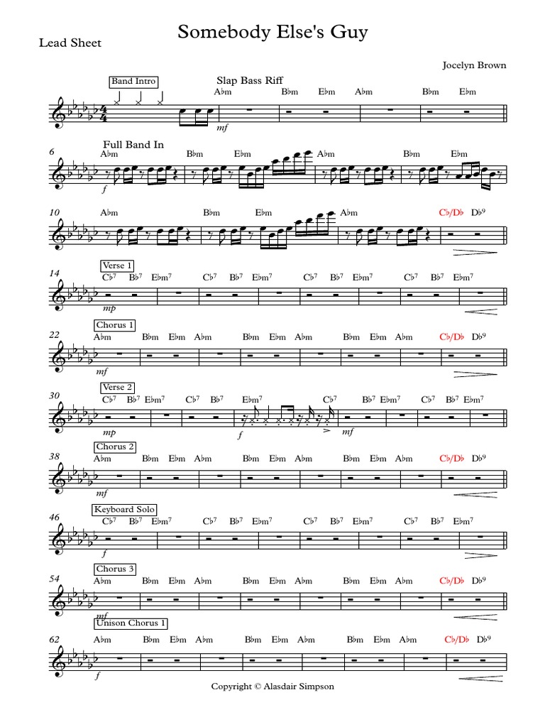 Somebody Else_s Guy - Lead Sheet | Sound | Vocal Music