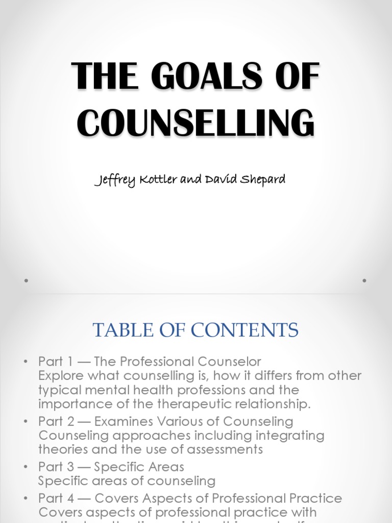 Goals of Counseling Explained | PDF | School Counselor | Family Therapy