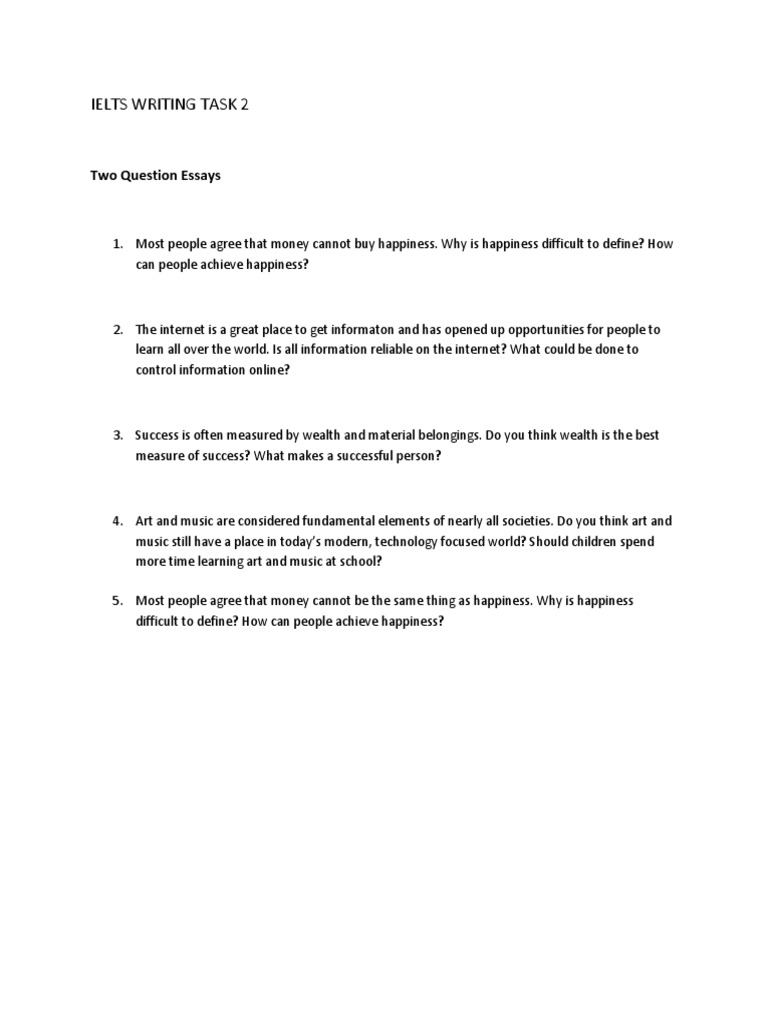 IELTS WRITING TASK 2 Two Question Essays | PDF