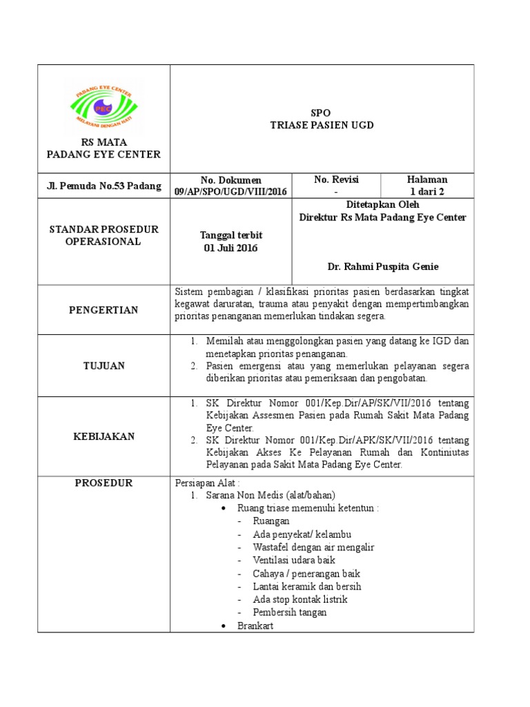 Sop Igd Triase | PDF