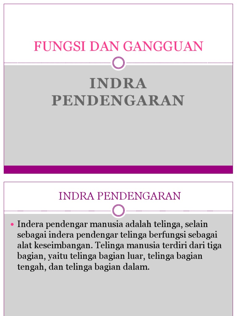 Fungsi Dan Gangguan Indra Pendengaran | PDF