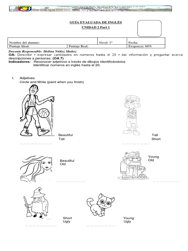 Guía Evaluada de Inglés | PDF