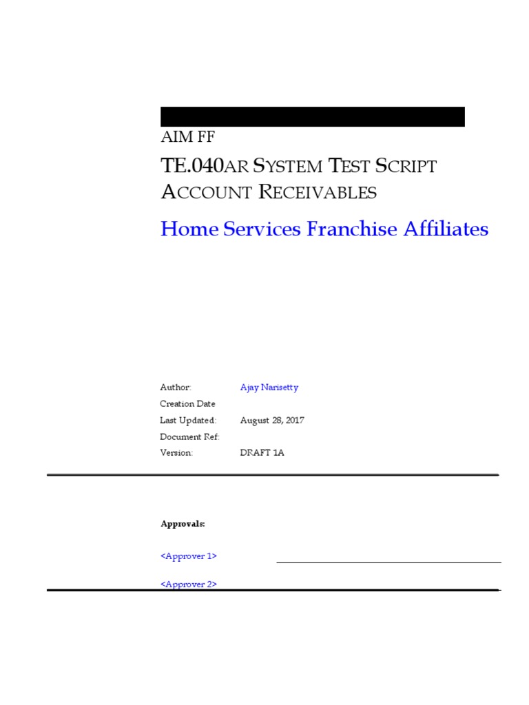 TE040 Account Receivables Test Scripts | PDF | Receipt | Financial ...