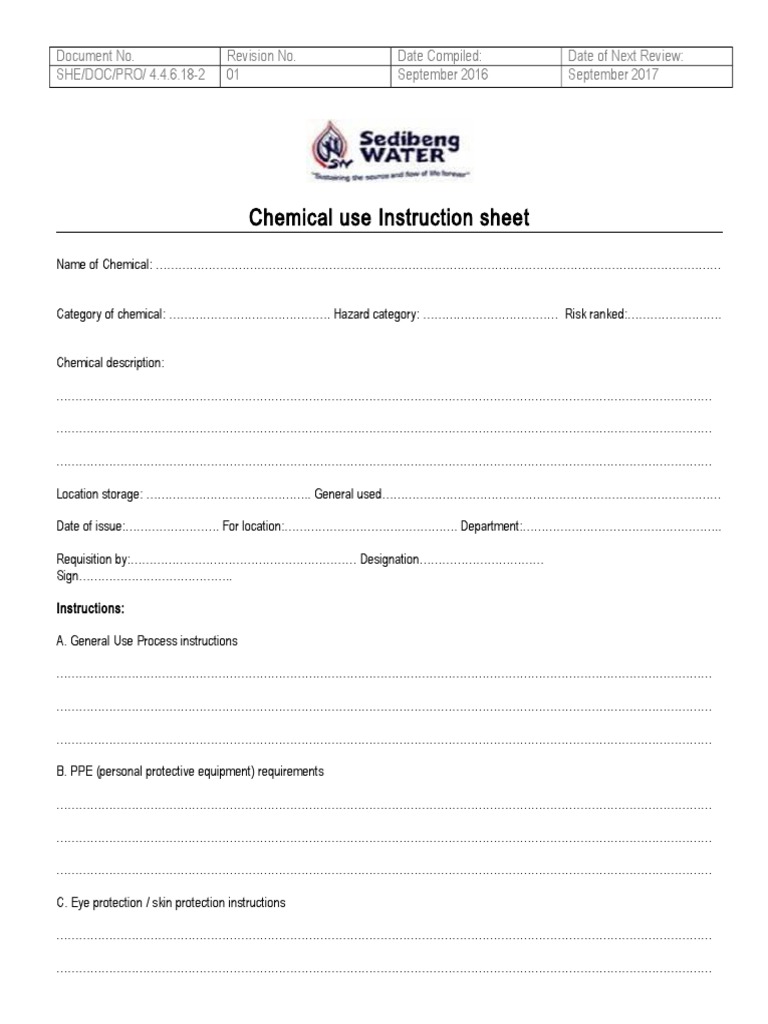 Chemicaluse Instruction Sheet | PDF