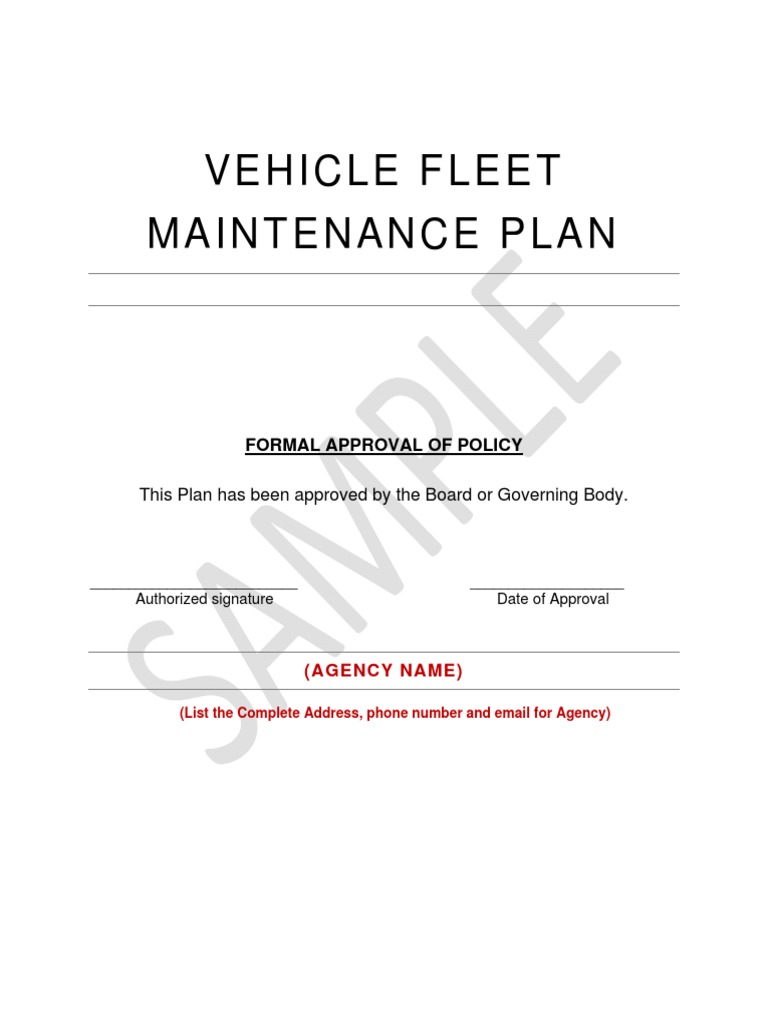 Sample Vehicle Fleet Maintenance Plan | PDF | Americans With ...