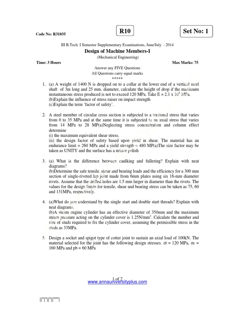 Design of Machine Members-I | PDF | Rivet | Stress (Mechanics)