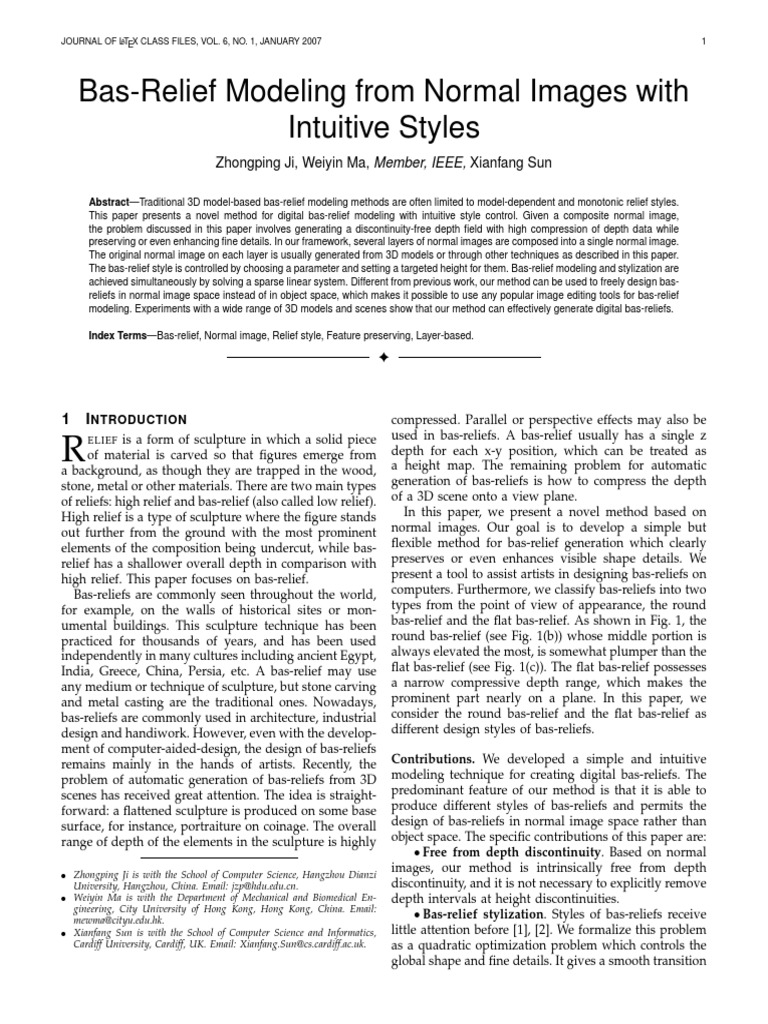 Bas-Relief Modeling From Normal Images With Intuitive Styles | PDF ...