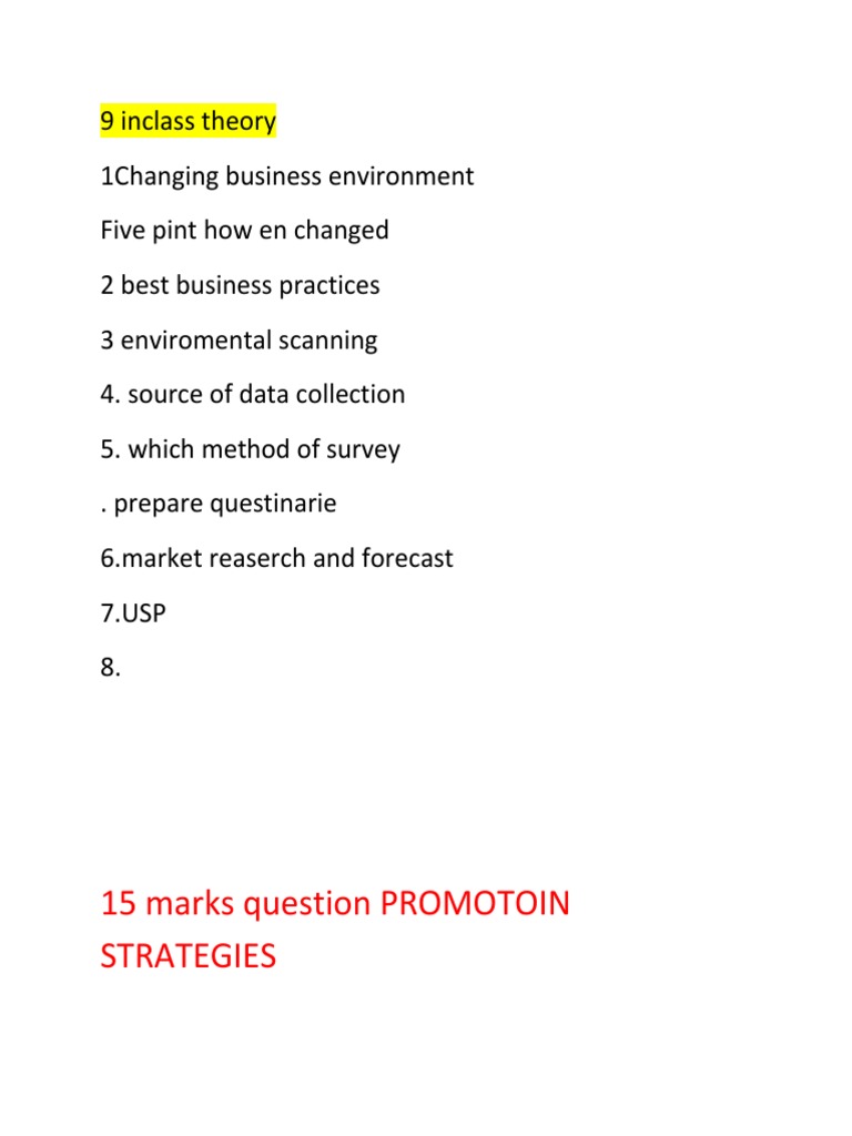 15 Marks Question PROMOTOIN Strategies | PDF