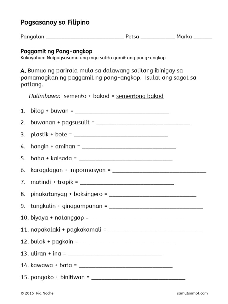 Paggamit NG Pang Angkop 4 | PDF