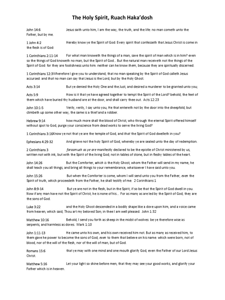 The Holy Spirit, Ruach Haka'dosh | PDF | The Gospel | Jesus