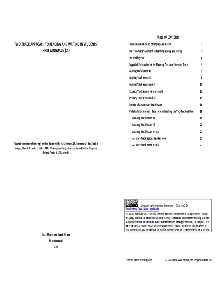 Two-Track L1 Reading & Writing Guide | PDF | Language Education | Syllable