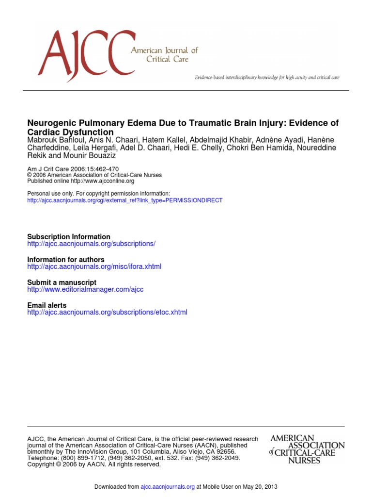 Neurogenic Pulmonary Edema Due To Traumatic Brain Injury Evidence of ...