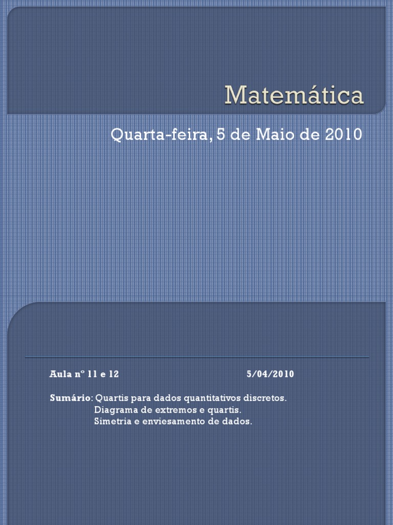 Análise de Quartis e Diagrama Estatístico | PDF | Mediana (Estatística ...