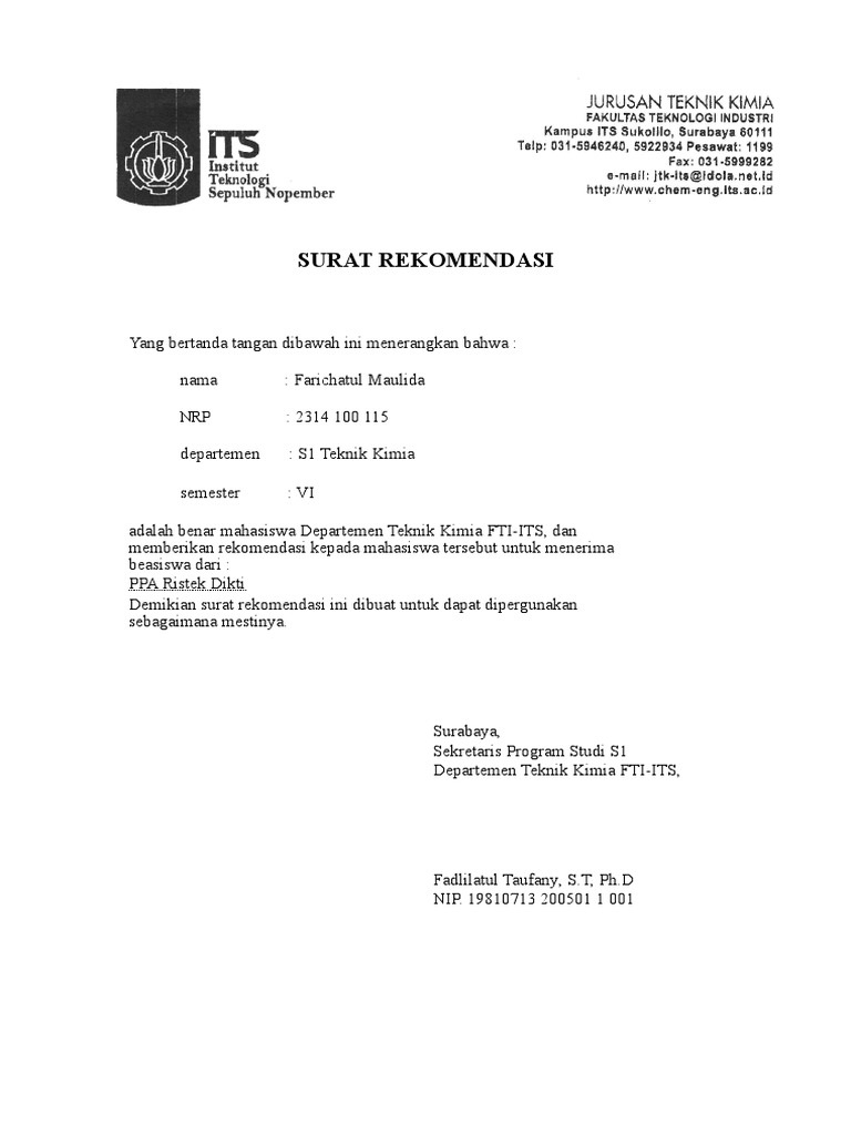 Surat Rekomendasi-Indo Version | PDF