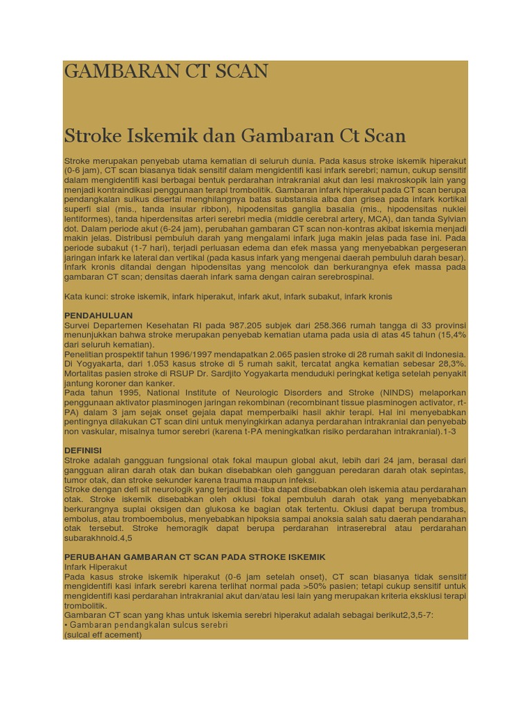 Gambaran CT Scan Stroke | PDF | Trombosis | Pukulan