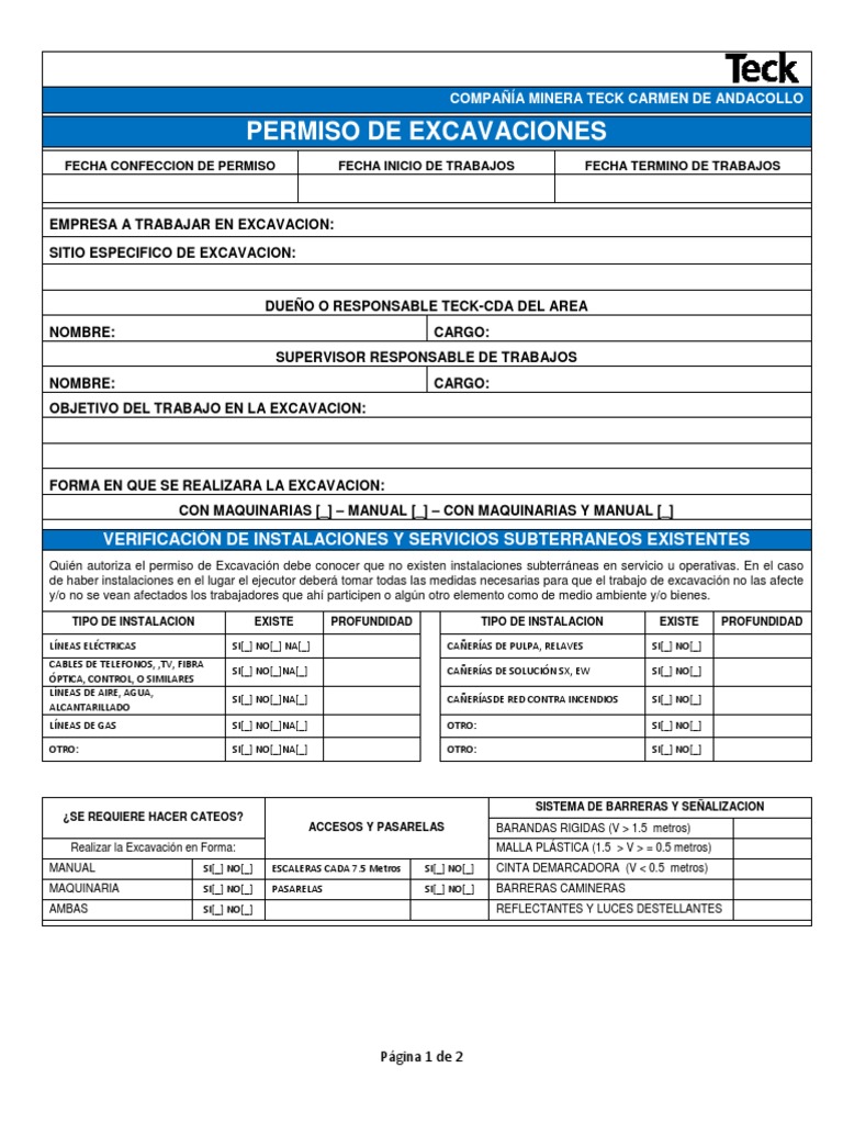 D-131-Formato Excavaciones y Zanjas | PDF | Naturaleza