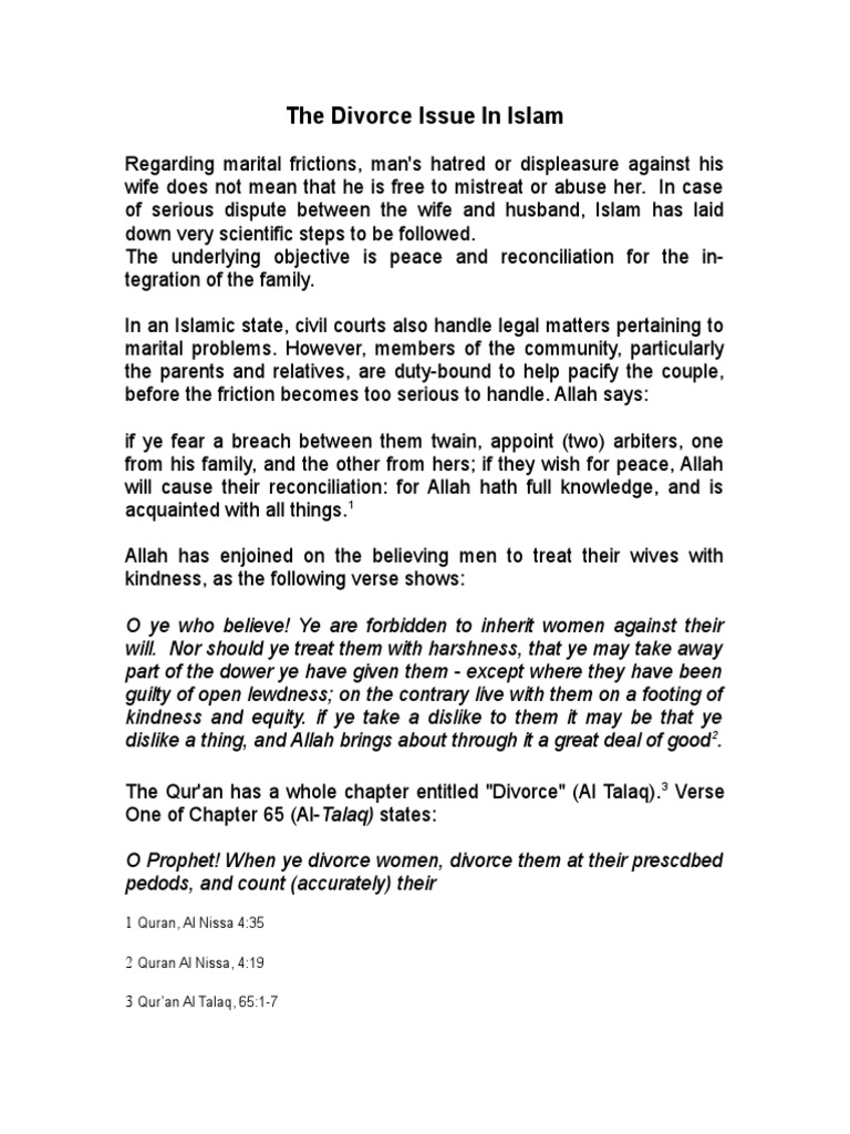 The Divorce Issue In Islam Pdf Quran Islam