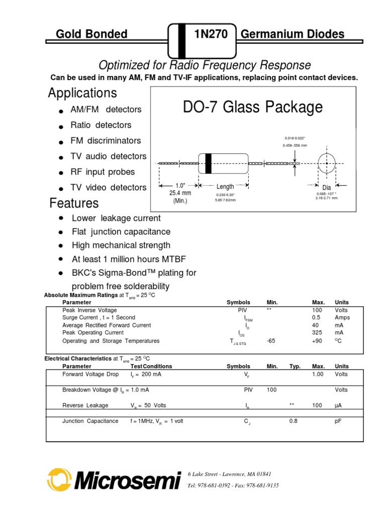 1N270 | PDF | Detector (Radio) | Capacitor