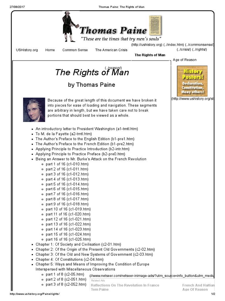 Thomas Paine - The Rights of Man | PDF | Thomas Paine | Political Theories