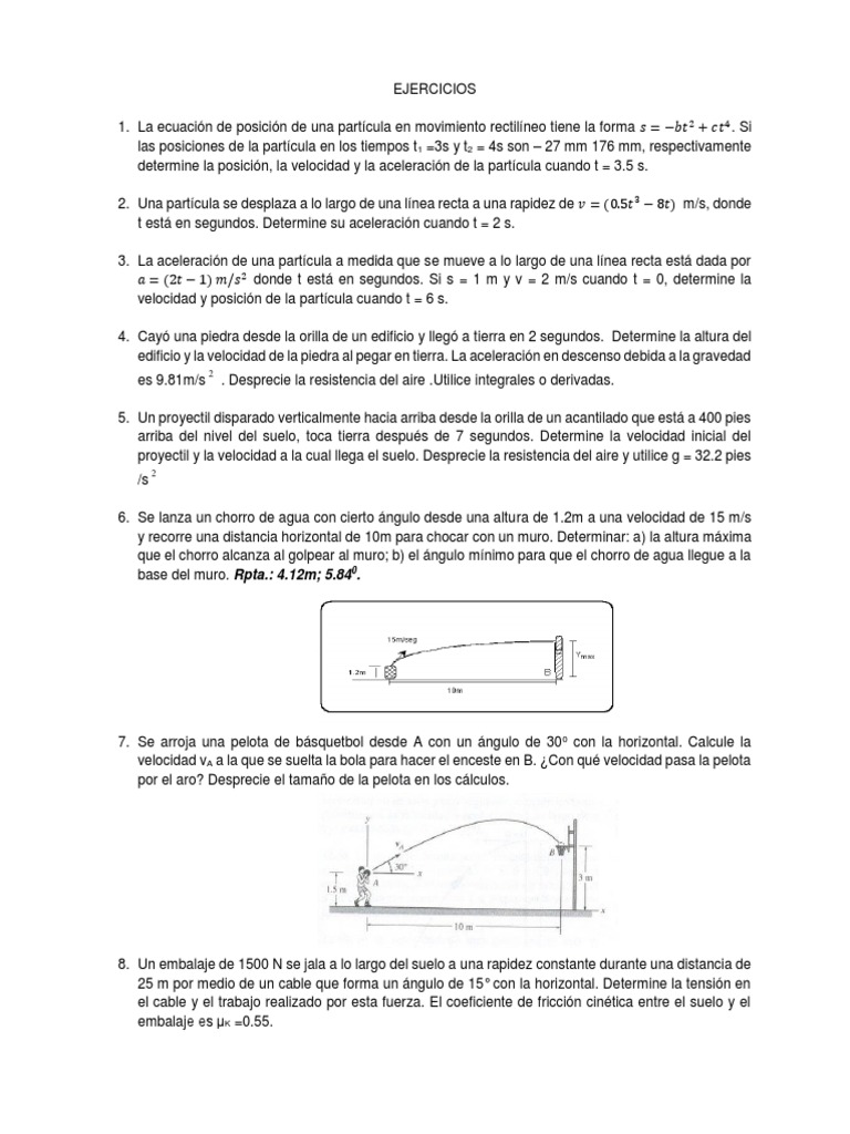 Ejercicios Matemáticas - II | PDF | Velocidad | Fricción