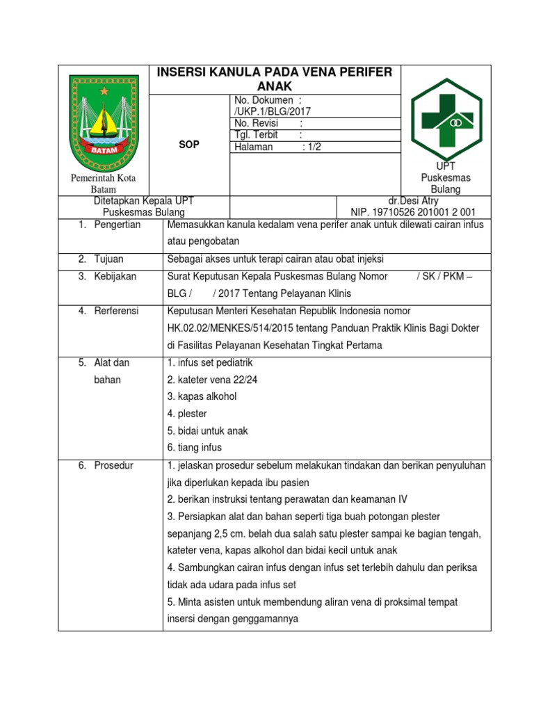 Sop Insersi Kanula Pada Vena Perifer | PDF