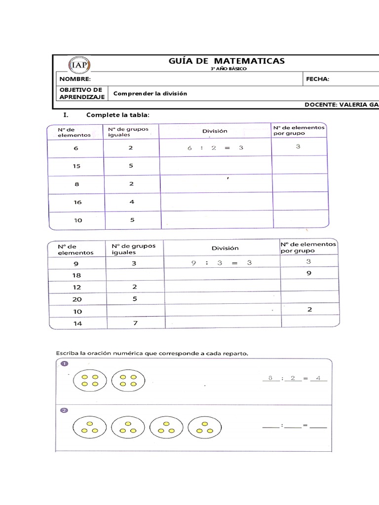 GUÍA de División 3 basico