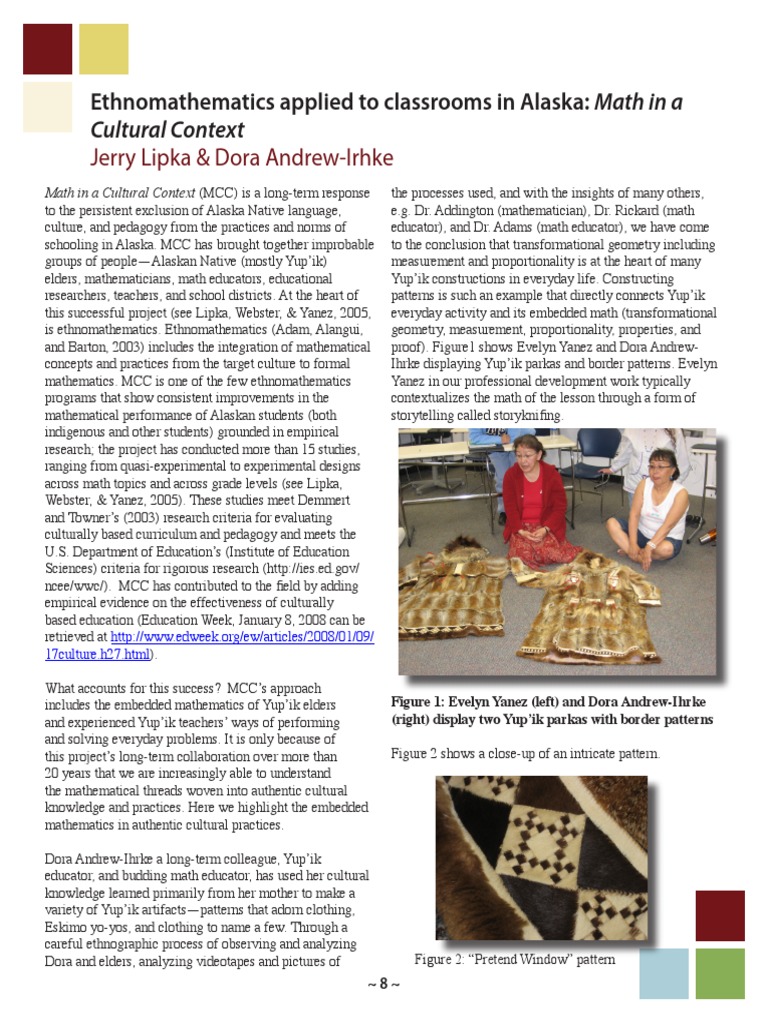 Ethnomathematics Applied To Classrooms in Alaska Math in A Cultural ...