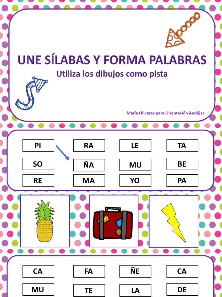Conciencia Silábica Une Las Sílabas para Formar Palabras Sigue La Pista ...