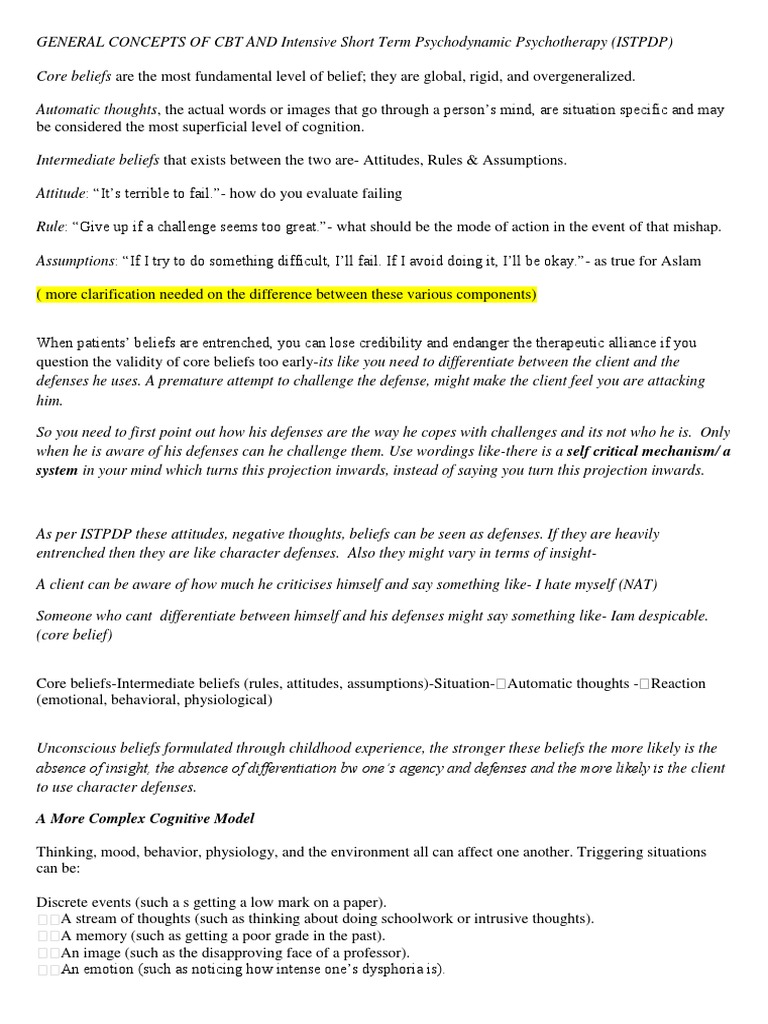 CBT Judith Beck Notes | PDF | Psychotherapy | Cognitive Behavioral Therapy