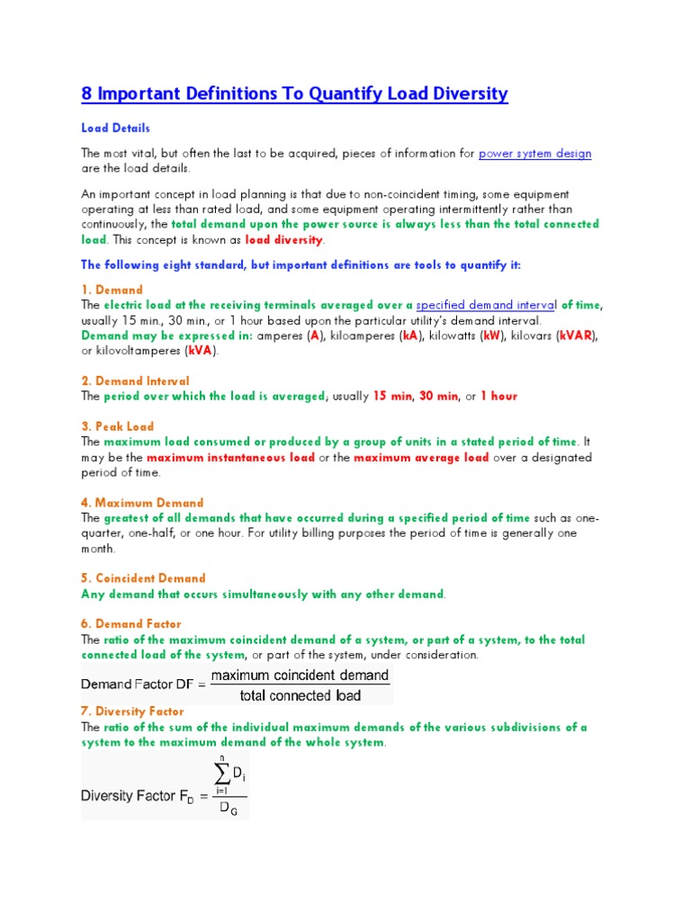 Load Diversity & Factors | Download Free PDF | Kilowatt Hour | Electric ...