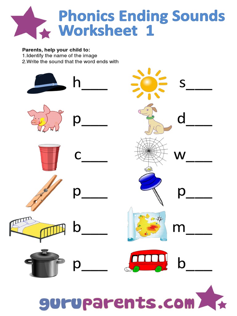 Ending Sounds Phonics Worksheet | PDF