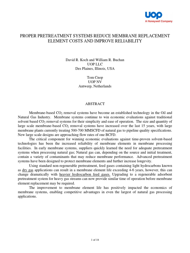 UOP Proper Pretreatment Systems Reduce Membrane Replacements Improve ...