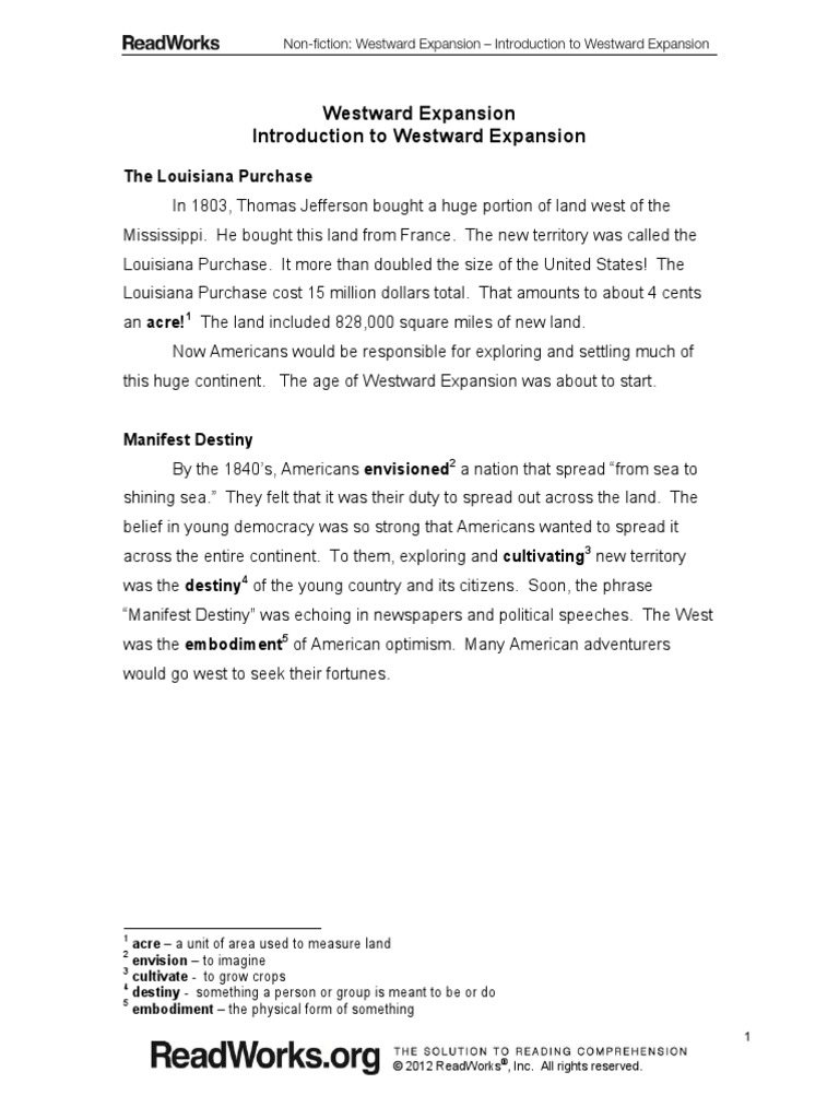 Introduction To Westward Expansion | PDF