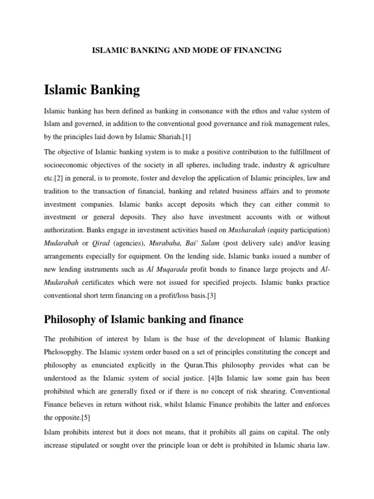 Islamic Banking and Mode of Financing | PDF | Islamic Banking And ...
