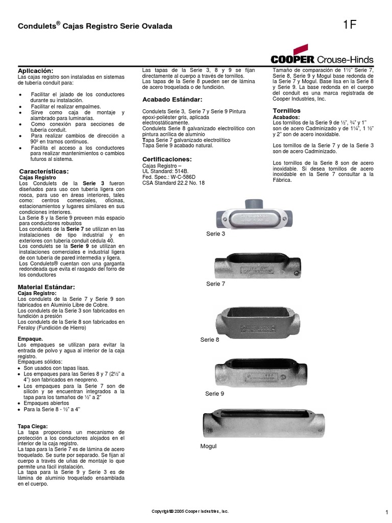 Catalogo de condulet.pdf | Tornillo | Tubería (Transporte fluido)