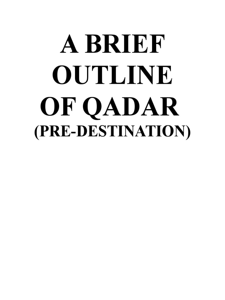 A Brief Outline of Qadar (Predestination) | PDF | Sin | Mythology