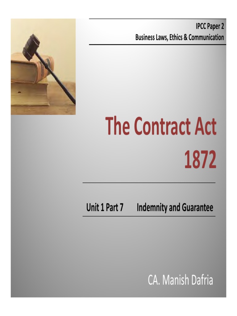Contract of Indemnity and Guarantee | PDF | Guarantee | Indemnity