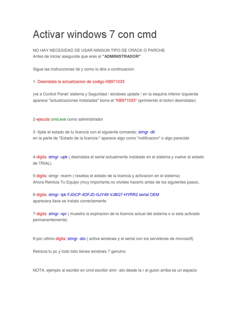 Activar Windows 7 Con Cmd | Windows 7 | Microsoft Windows