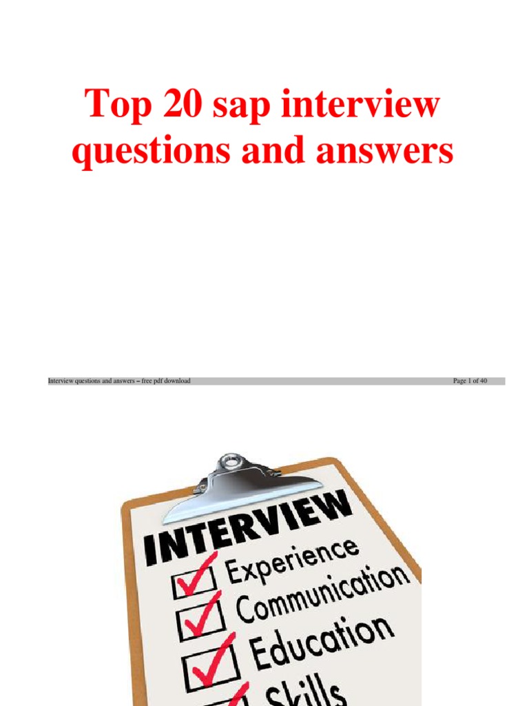 Top 20 Sap Interview Questions and Answers | PDF | Job Interview | Sql