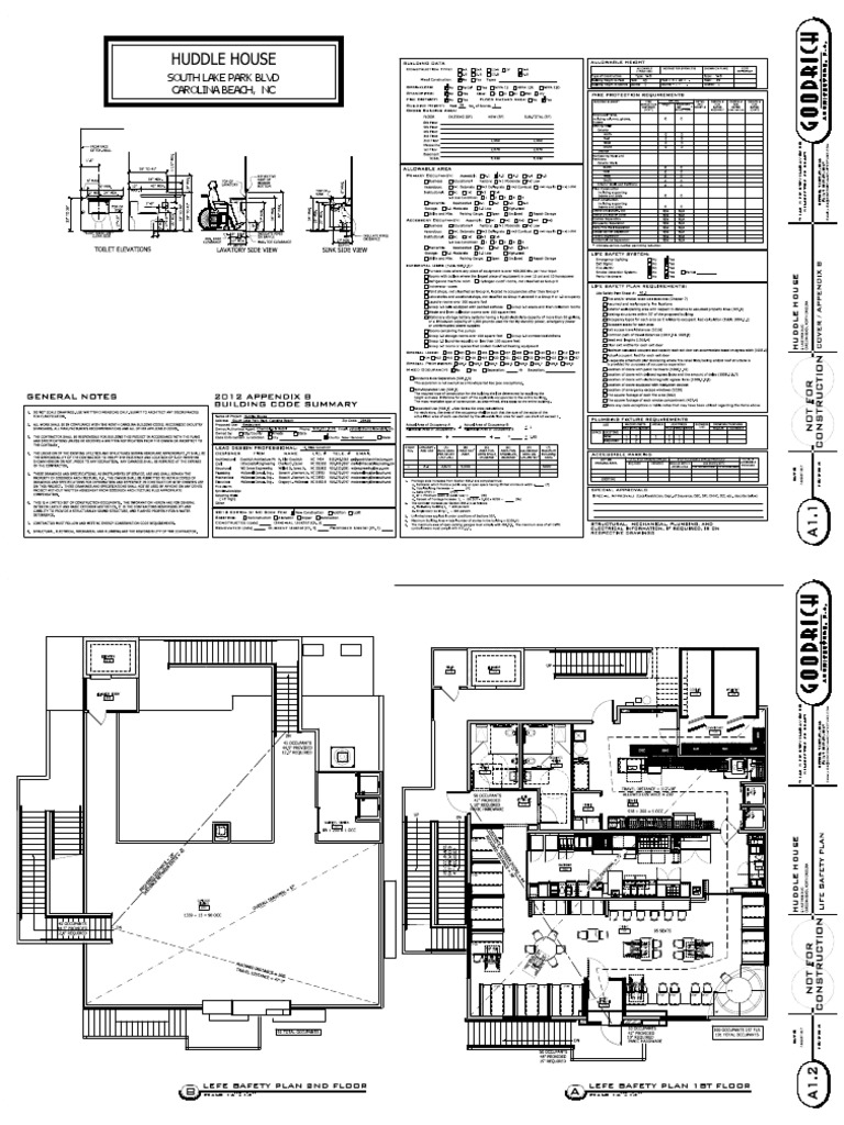 Huddle House Plans For Carolina Beach | PDF | Fire Sprinkler System | Wall