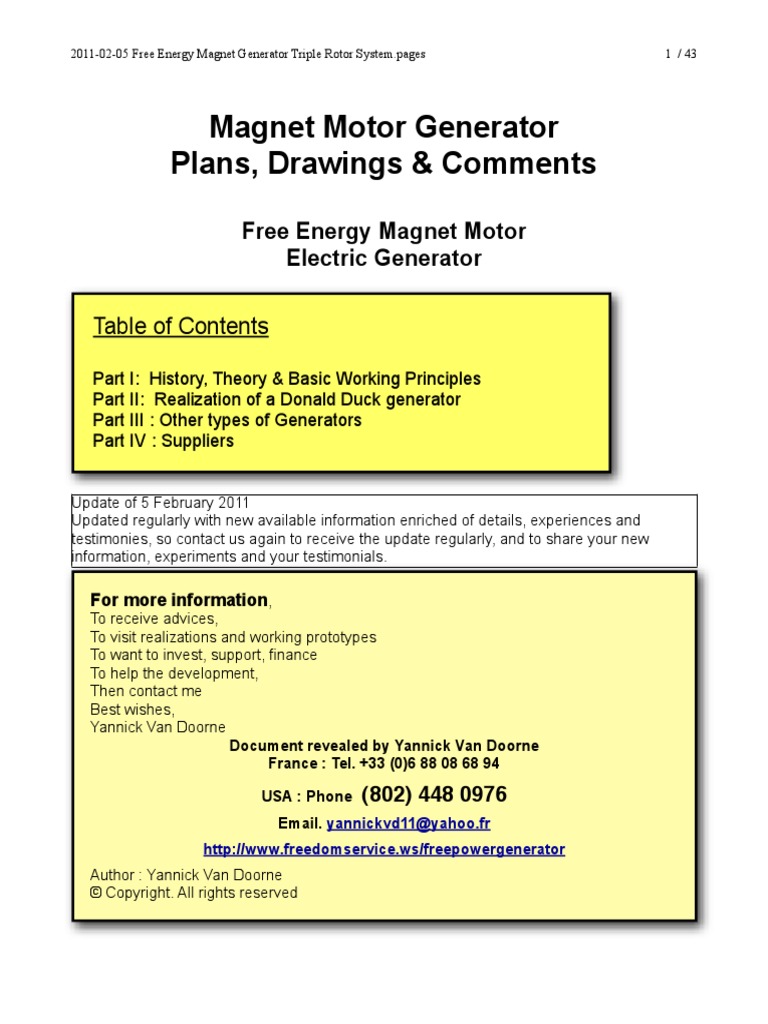 2011-02-05 Free Energy Magnet Generator Triple Rotor System - Pages PDF ...