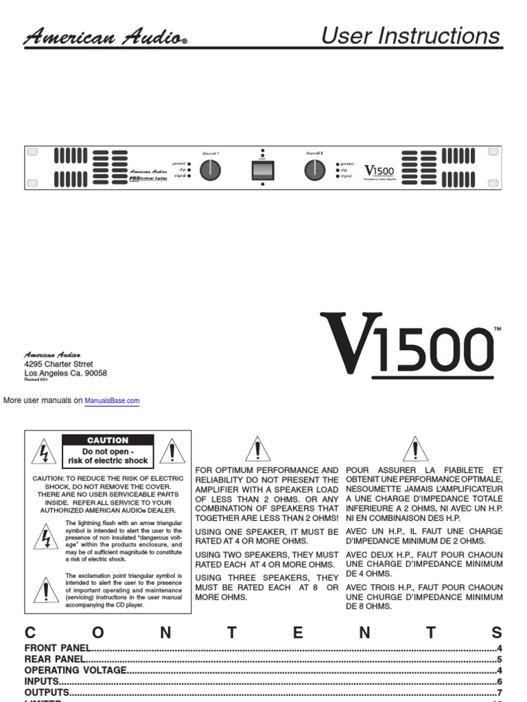 American Audio: User Instructions | PDF | Electrical Connector | Amplifier