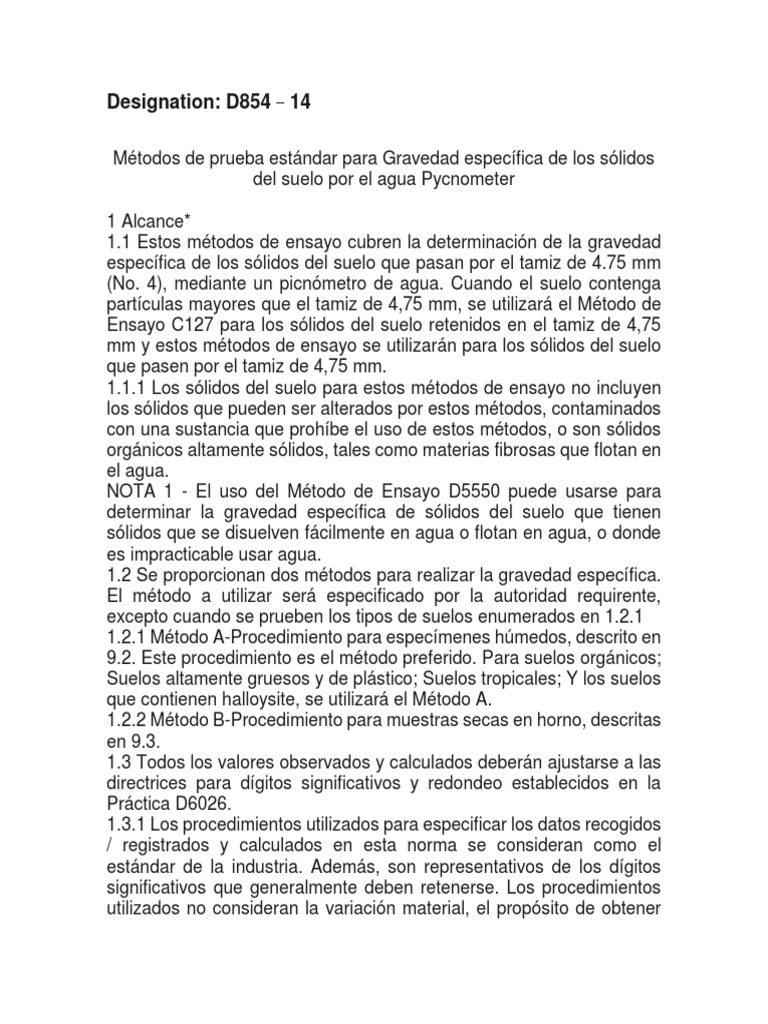 Norma ASTM D854 | PDF | Vacío | Agua