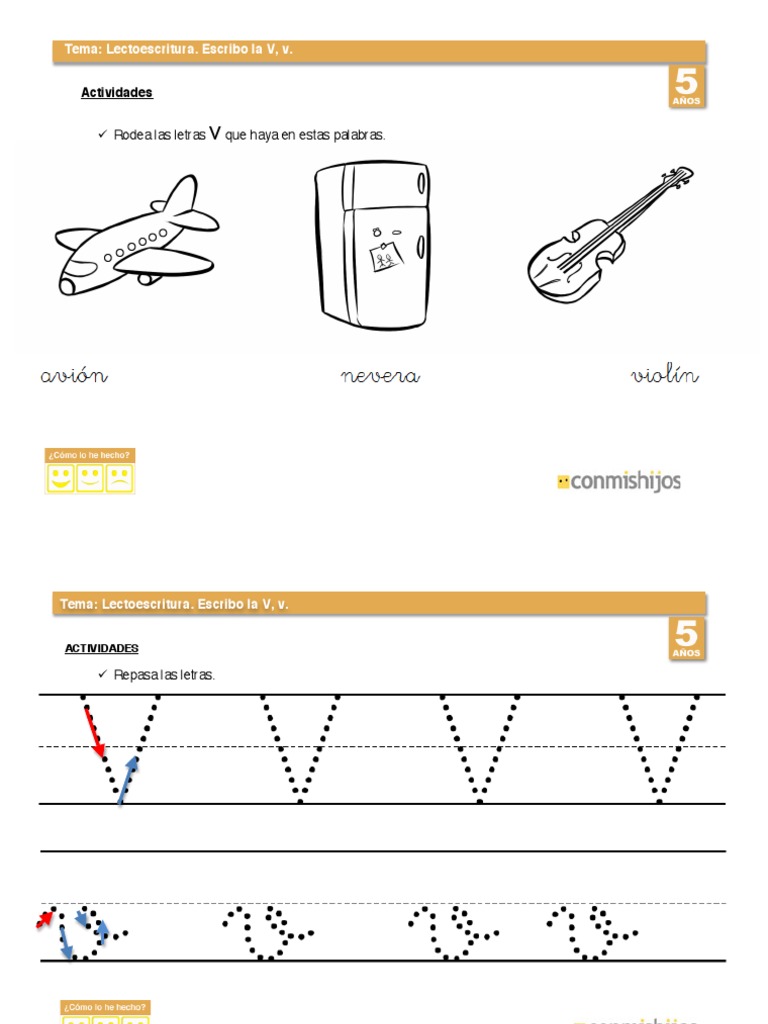 Actividades de Lectoescritura: Letra V | PDF | Artes del Lenguaje y ...