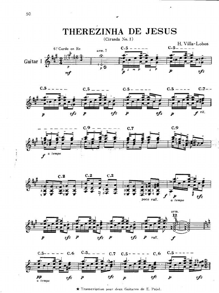 Heitor Villalobos - Therezinha de Jesus For Guitar Duo PDF | PDF ...