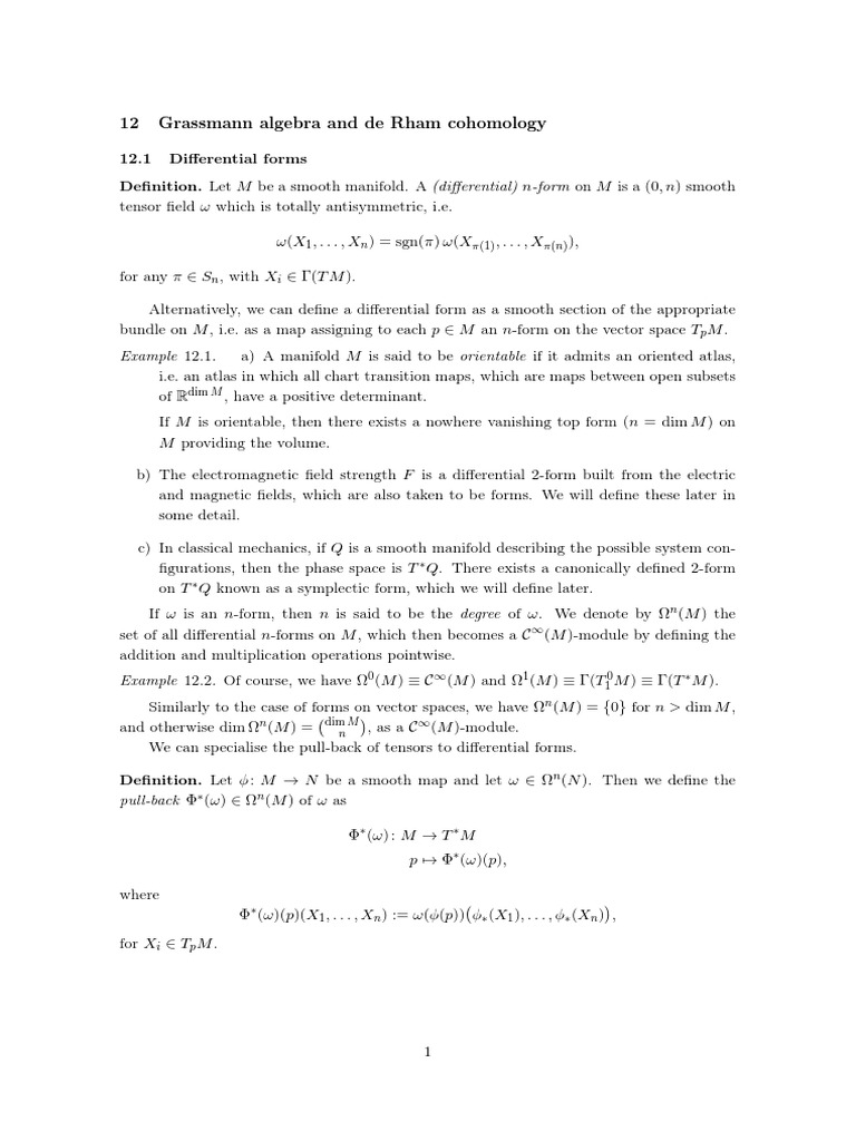 Lecture 12 - Grassmann Algebra and de Rham Cohomology (Schuller's ...