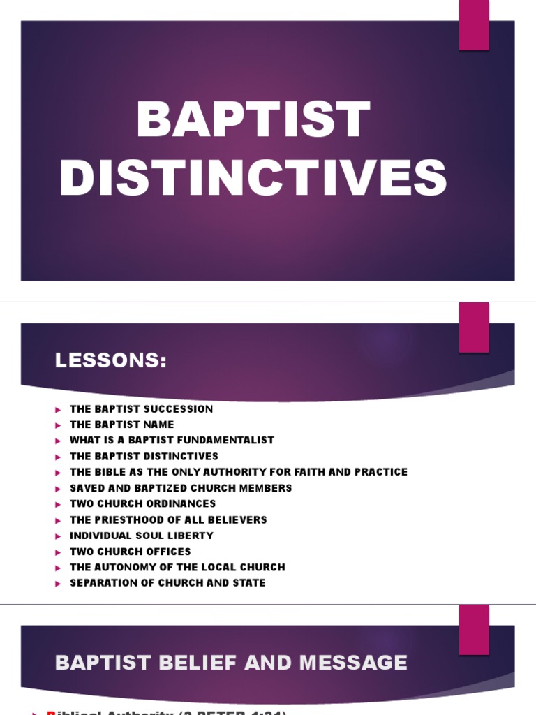 Baptist Distinctive | PDF | Christian Church | Baptists